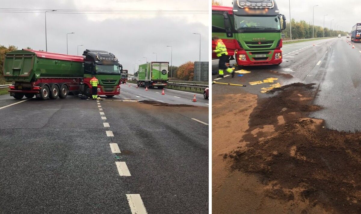 M62 chaos as major diesel spill leads to seven mile queues following lorry crash - London Defender
